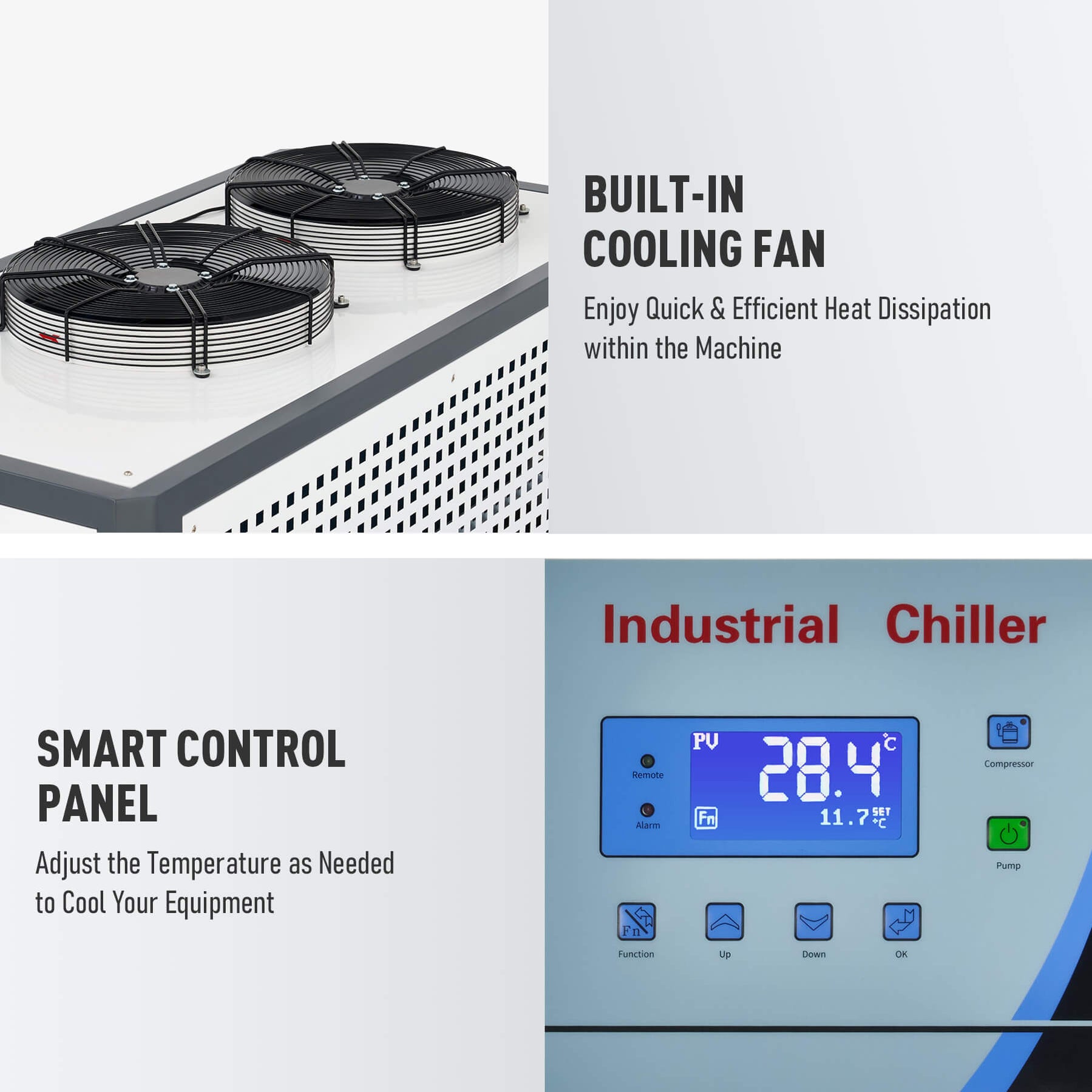 12.8 Ton Cooling Chiller for 53 Gal. Laser & CNC Water Chiller ...