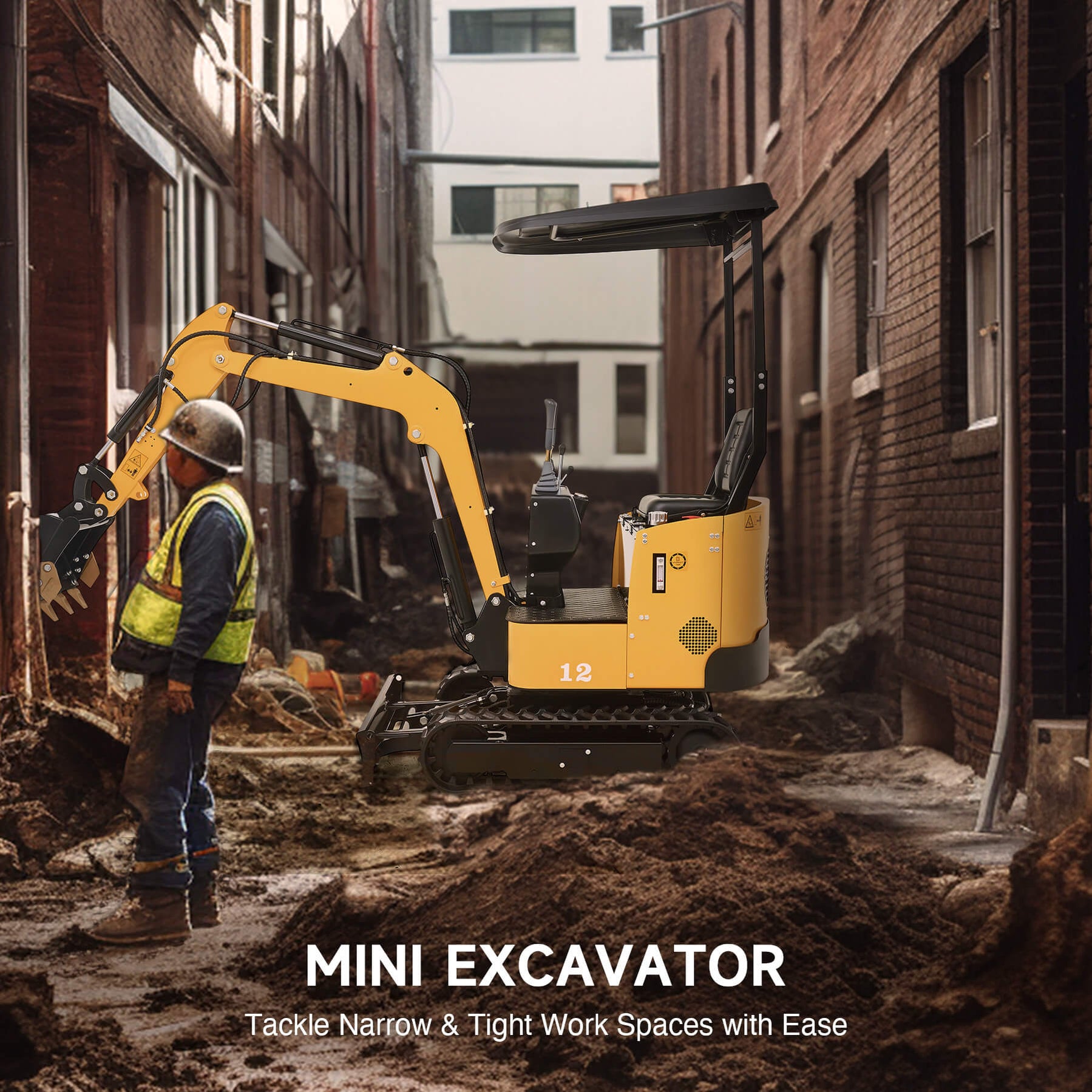 CREWORKS 13.5HP Mini Excavator B&S Engine with 6 Attachments — Creworks ...