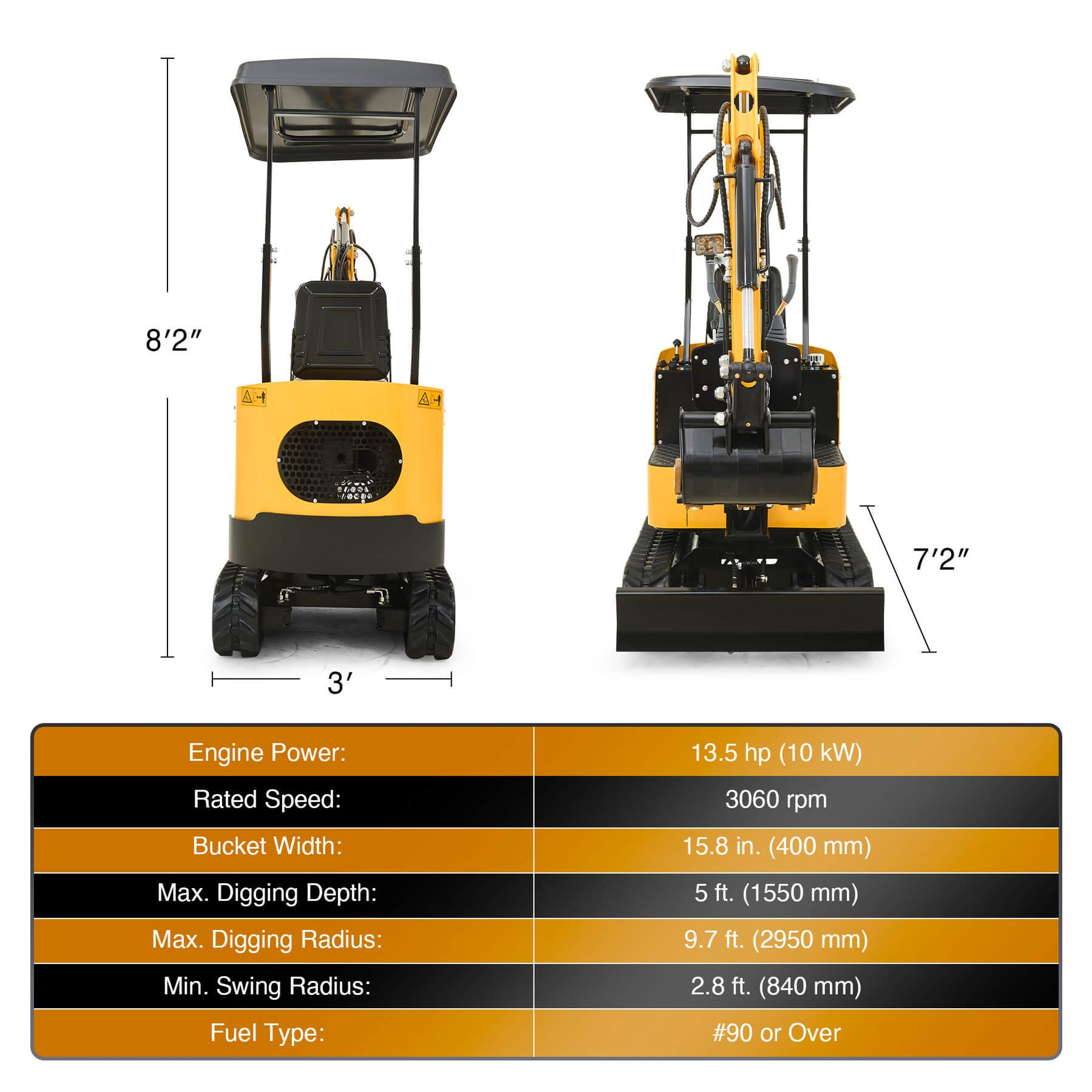 CREWORKS 13.5HP Mini Excavator B&S Engine with 6 Attachments — Creworks ...
