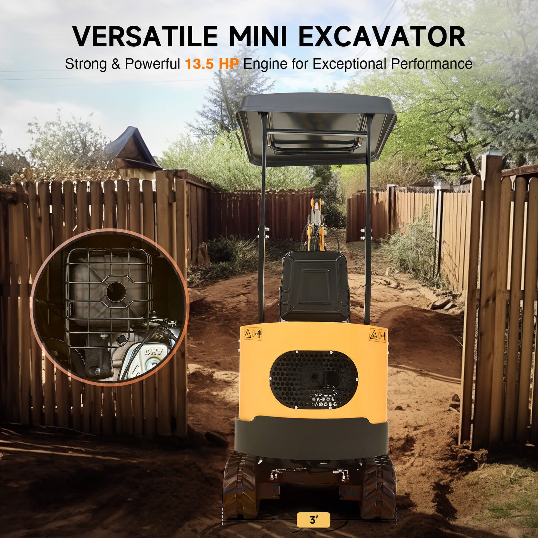 CREWORKS 13.5HP Mini Excavator B&S Engine with 6 Attachments — Creworks ...