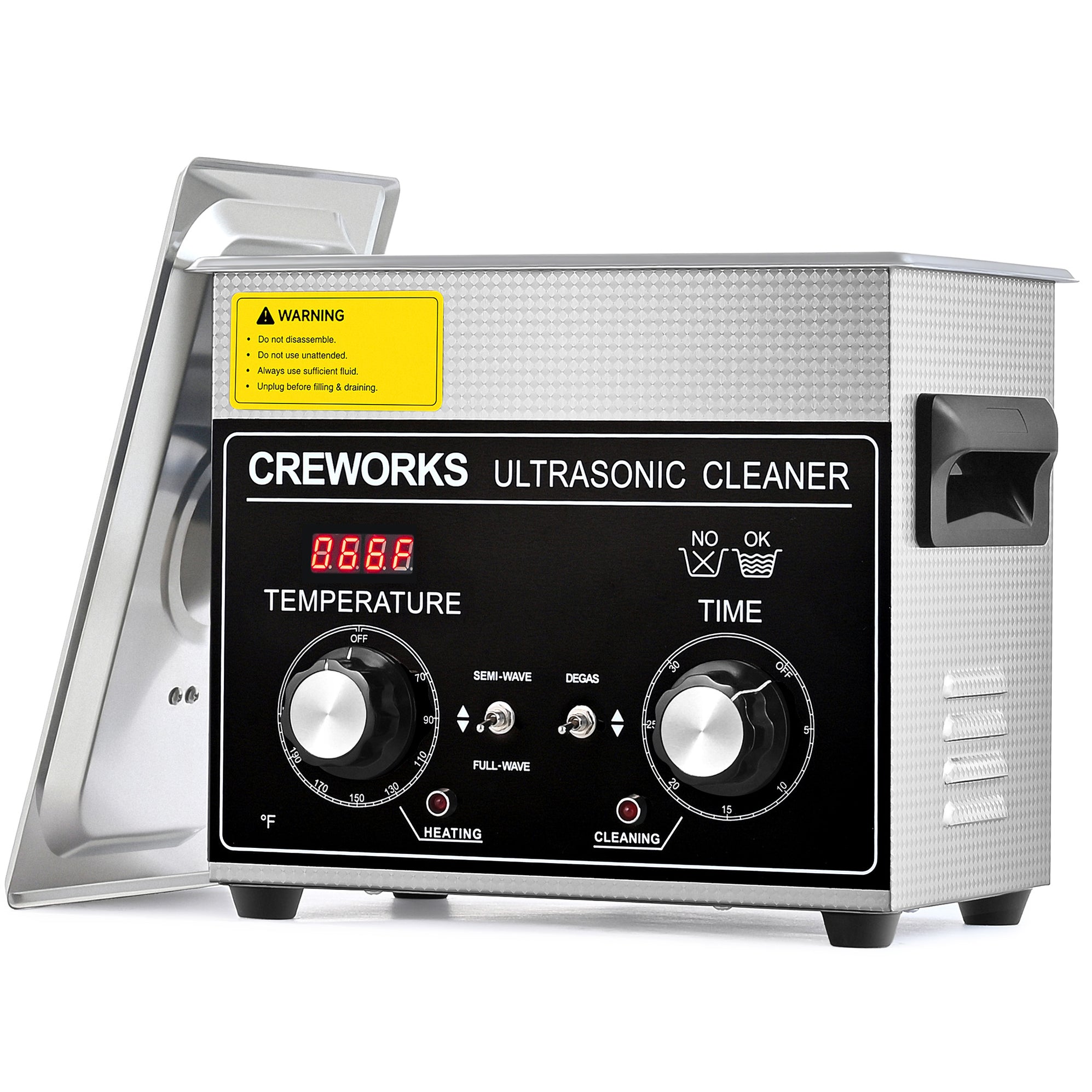 CREWORKS 3L Ultrasonic Cleaning Machine with Heater and Timer, 120W St ...