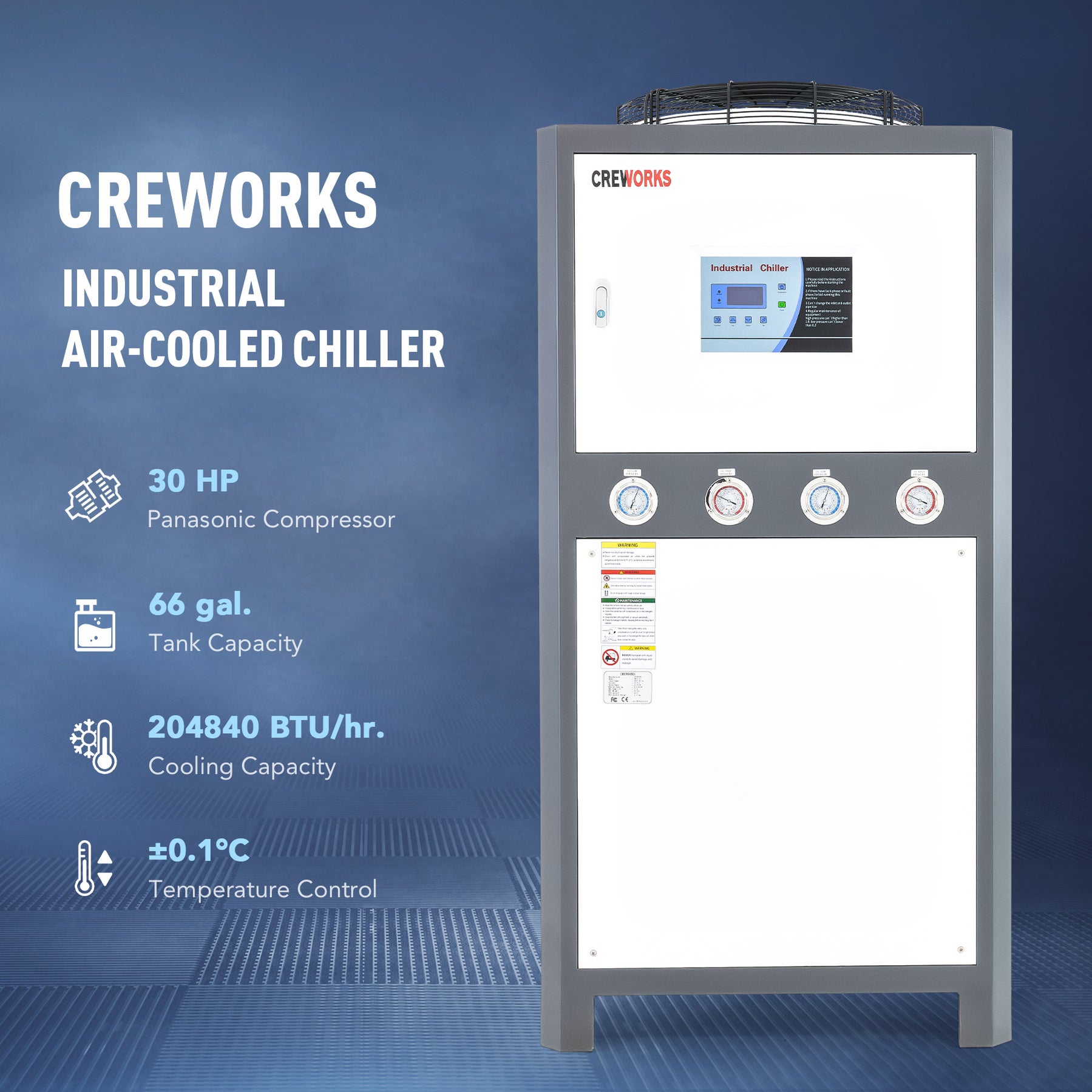 20 Ton Air-cooled Industrial Water Chiller 30HP 66 Gal. for Laser & CN ...