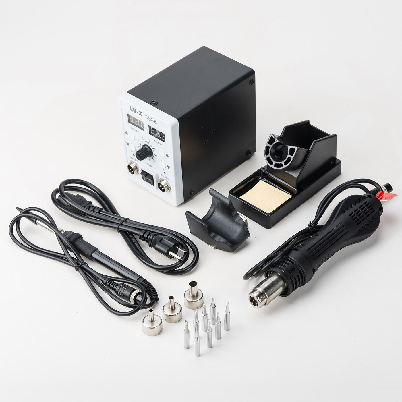 2-in-1 SMD Rework Station - Upgraded with Hot Air Gun, Solder Iron, LE ...