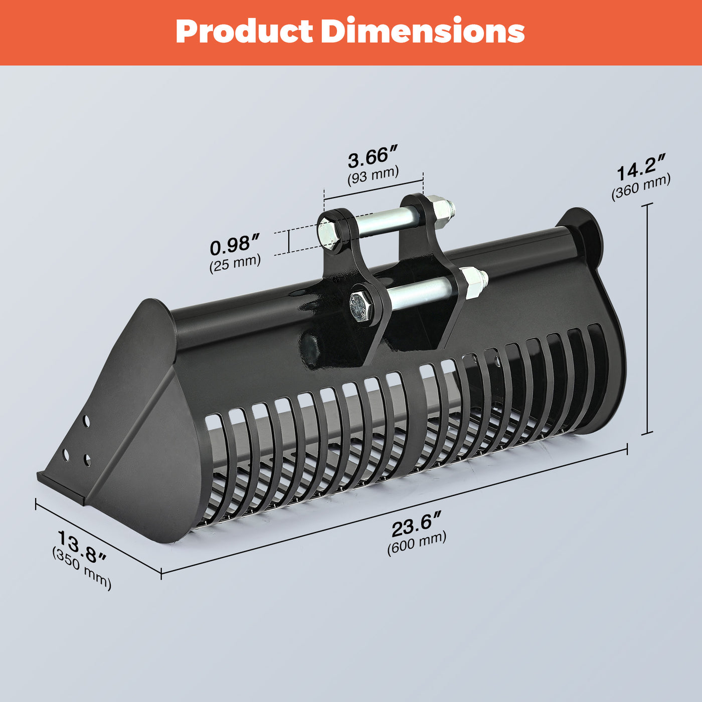 AHM 24" Screening Skeleton Bucket Attachment for Mini Excavators AHM 6 ...
