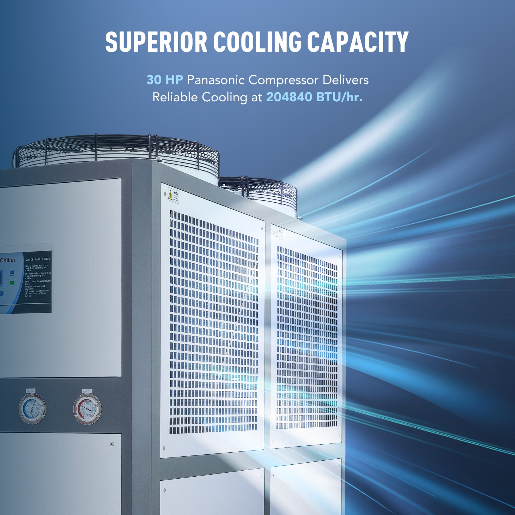 20 Ton Air-cooled Industrial Water Chiller 30HP 66 Gal. for Laser & CN ...