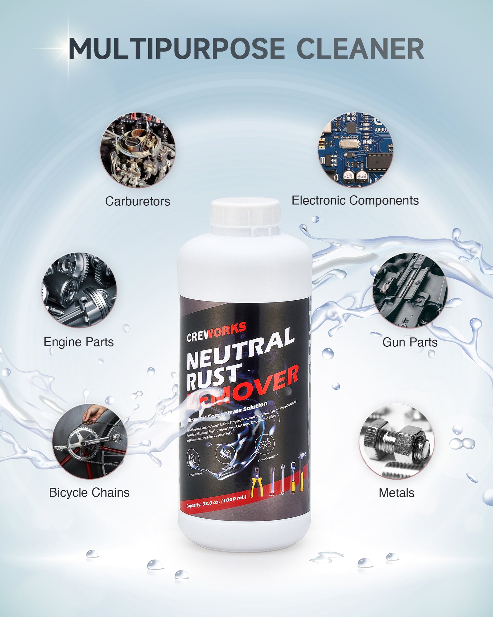 Heavy Duty Rust Remover, 34 fl oz Rust Dissolving Solution for Metals ...