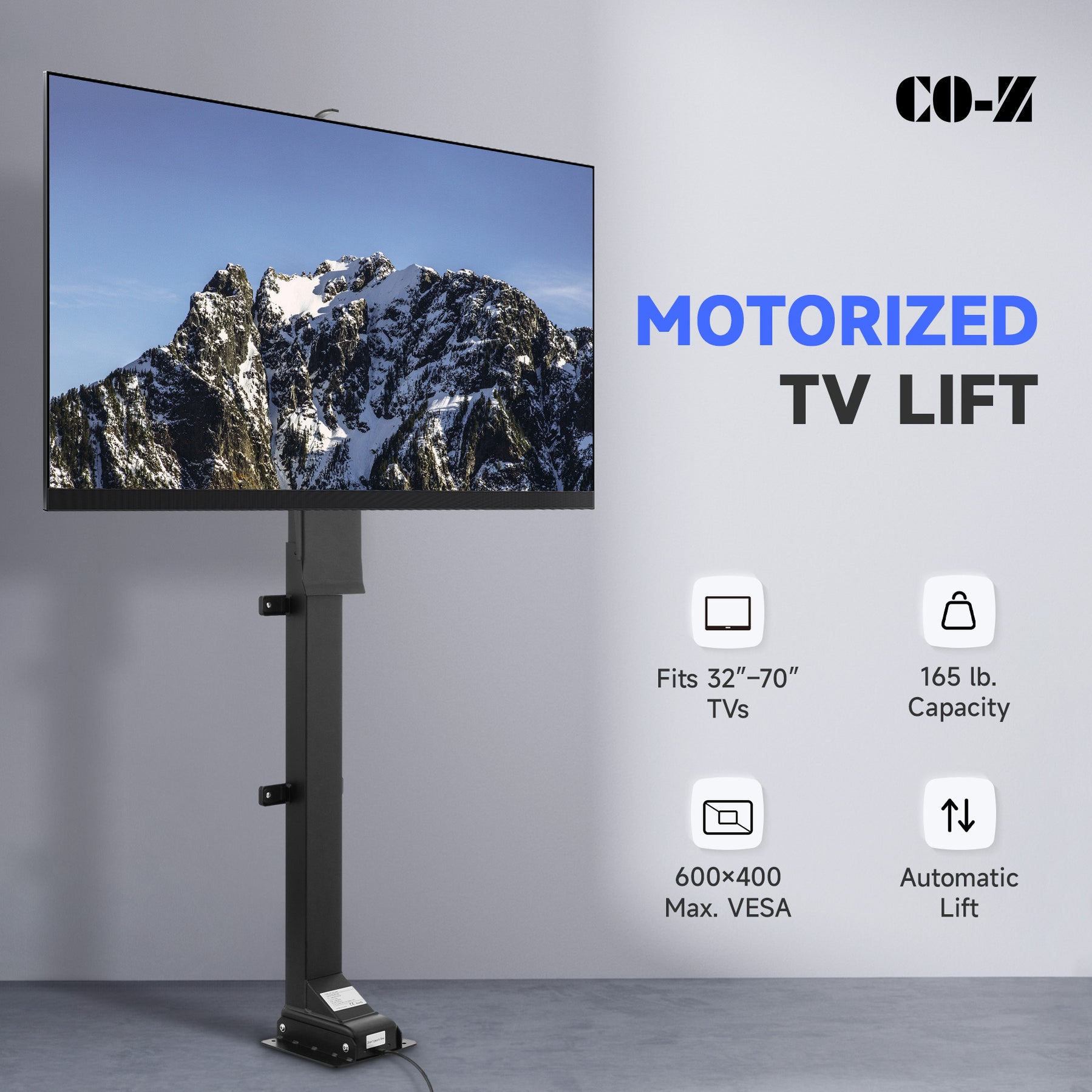 CO-Z Motorized TV Lift, Motorized TV Stand for 32" to 70" Flat & Curve ...