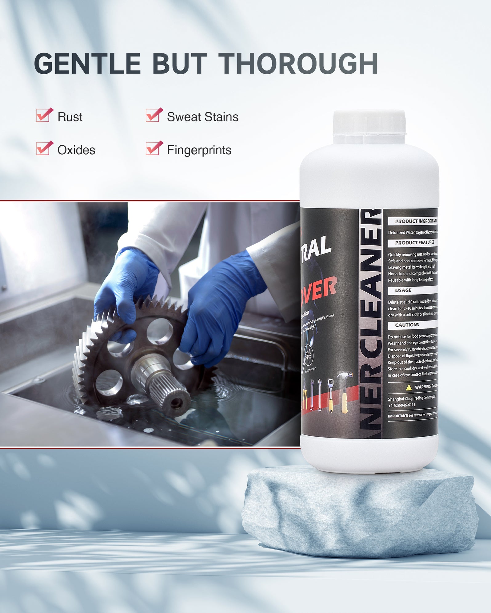 Heavy Duty Rust Remover, 34 fl oz Rust Dissolving Solution for Metals ...