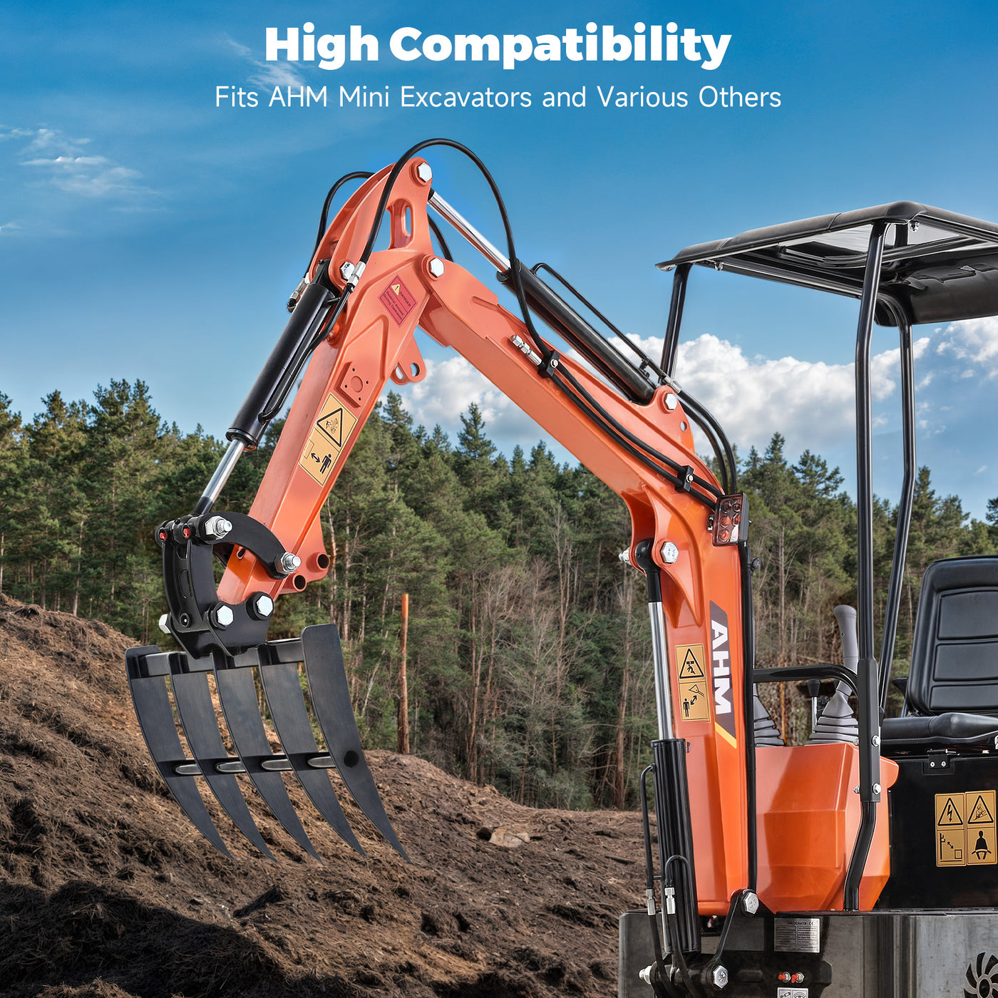 AHM 19.3" Mini Excavator Rake Attachment for Grading Leveling Loosenin ...