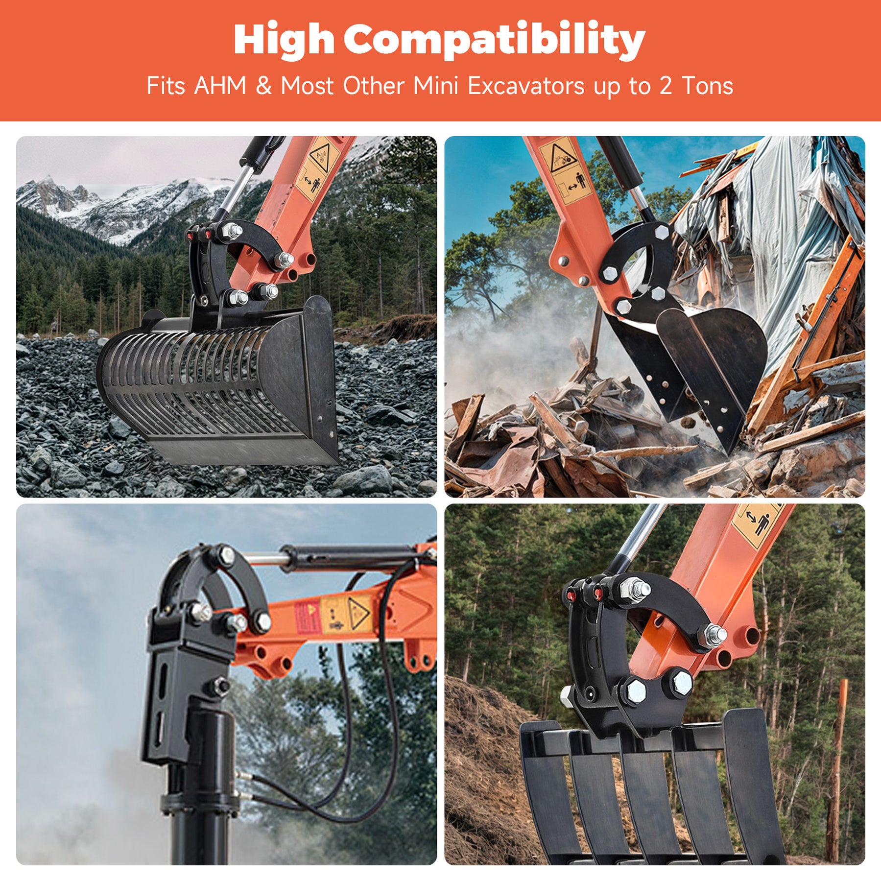 AHM Quick Hitch Attachment for Mini Excavators Digger Quick Attachment ...