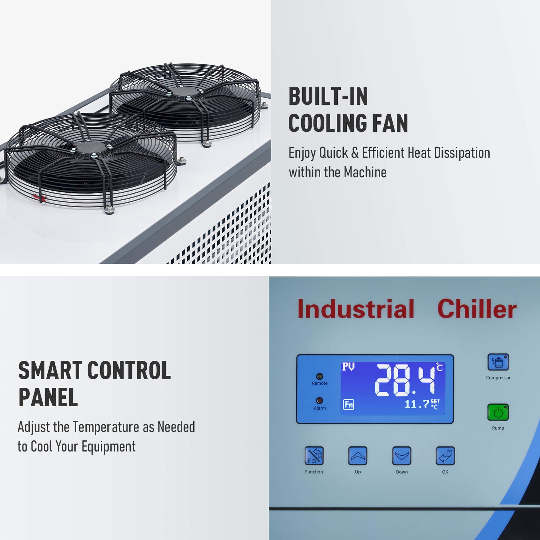 6 Ton Air-cooled Industrial Water Chiller 9 HP 16 Gal. for Laser & CNC ...
