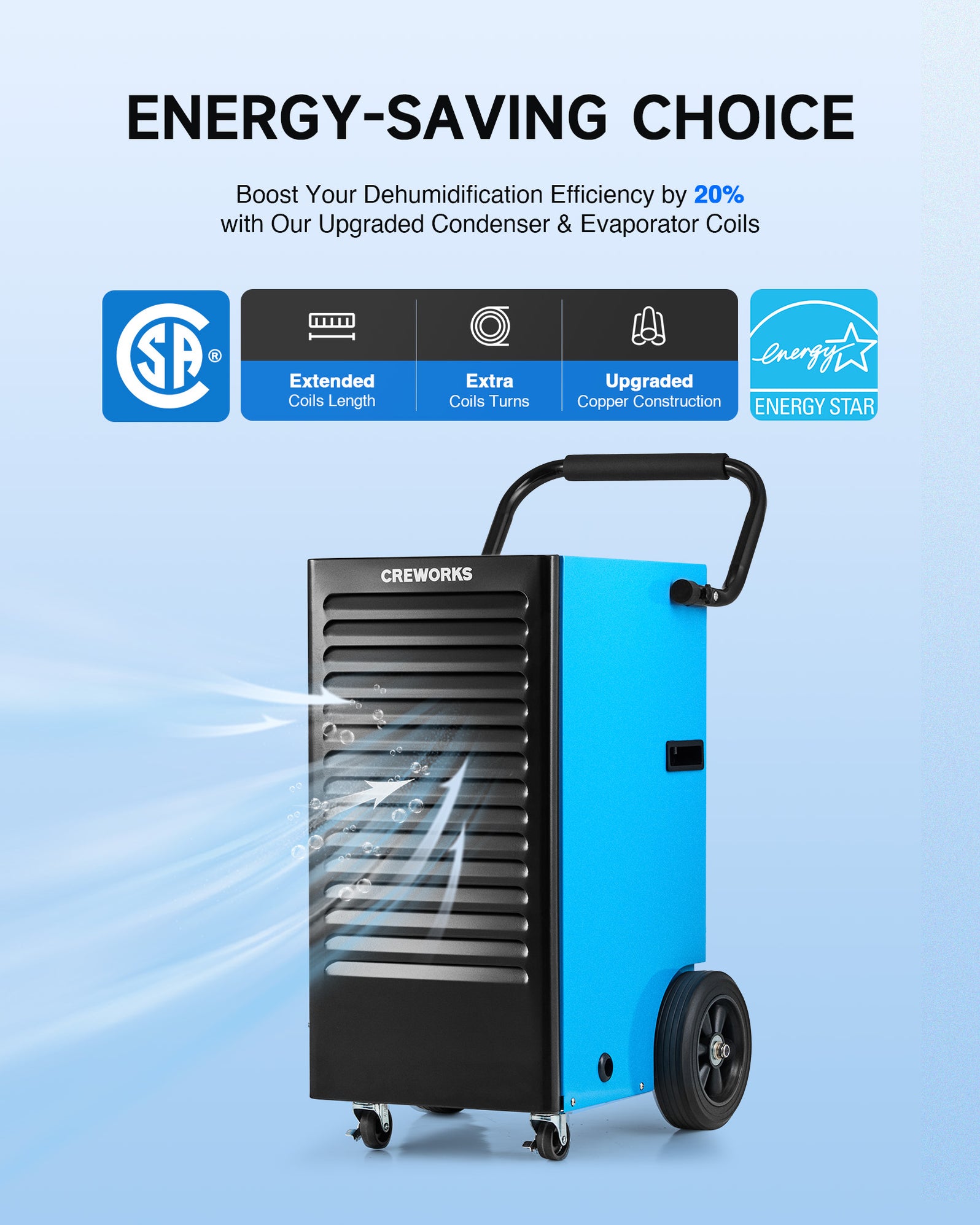 180 PPD Commercial Dehumidifier with Auto Defrost Smart Adjustable Tim ...