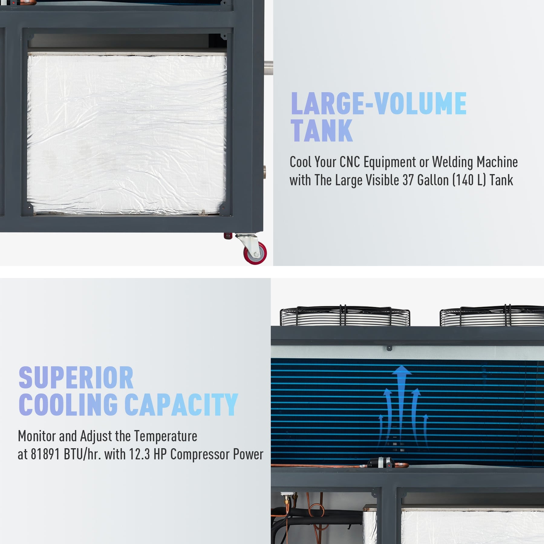 6.8 Ton Cooling Chiller for 37 Gal. Laser & CNC Water Chiller ...