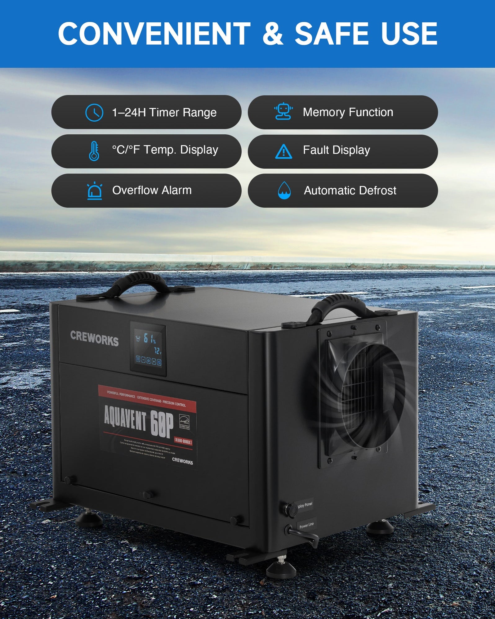 130 PPD Commercial Dehumidifier with Water Pump Auto Drainage & Defros ...
