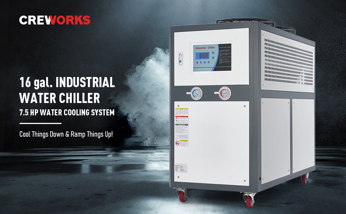 5 Ton Air-cooled Industrial Water Chiller 7.5 HP 16 Gal. for Laser & C ...