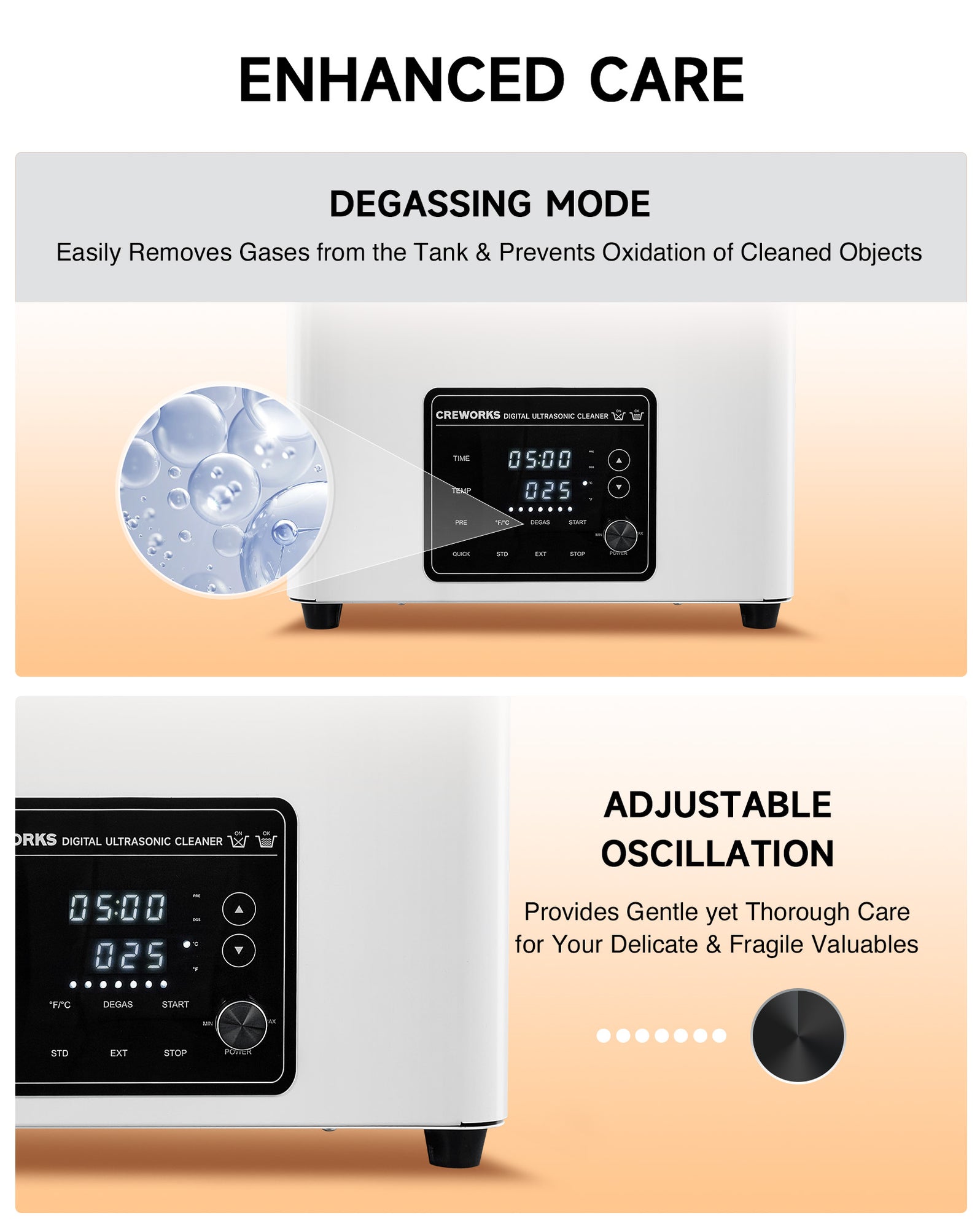 CREWORKS 10L Quiet Ultrasonic Cleaning Machine with 300W Heater & Time ...