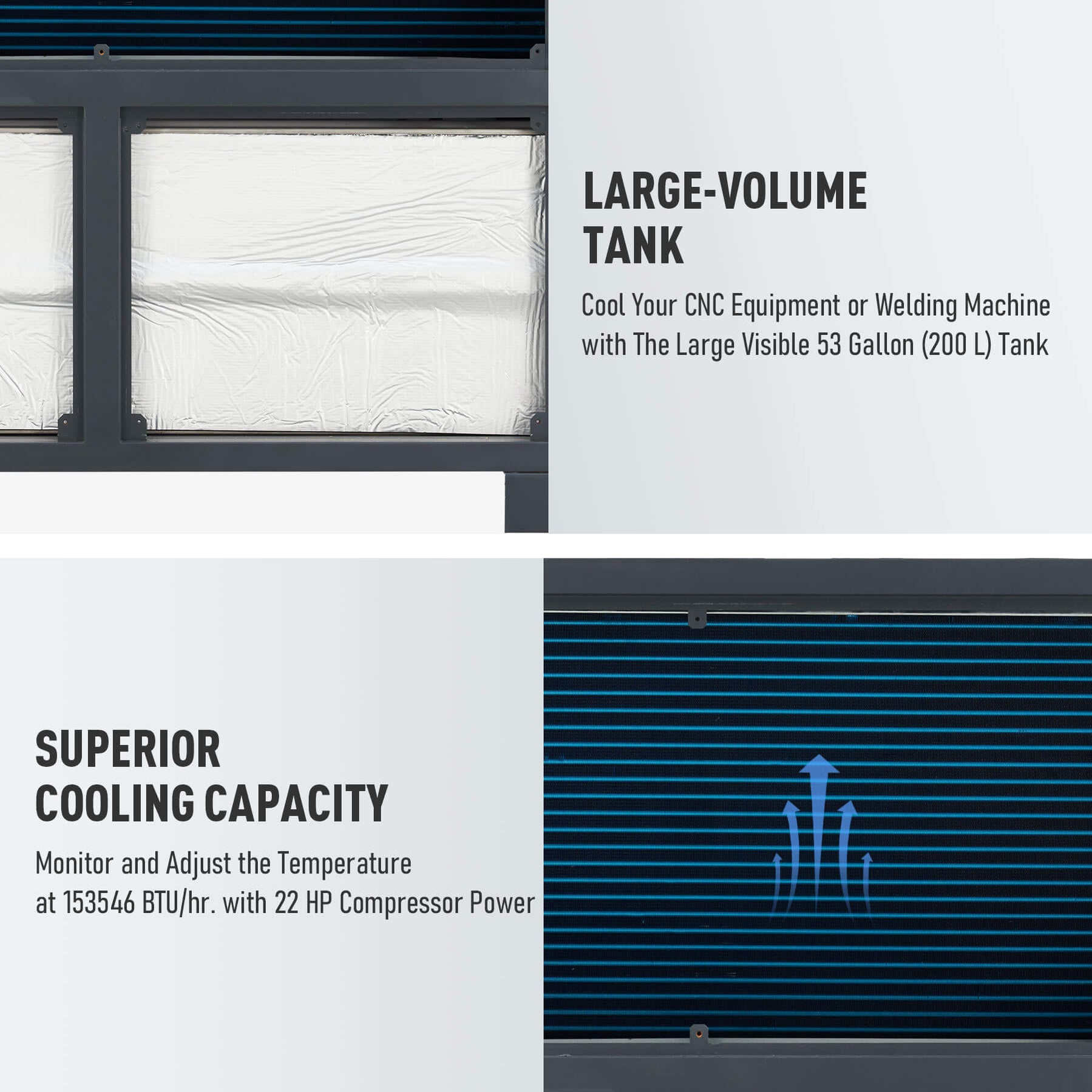 12.8 Ton Cooling Chiller for 53 Gal. Laser & CNC Water Chiller ...