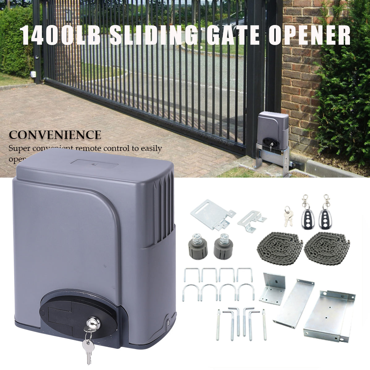 CO-Z "Hevy-Duty 1400 lb Sliding Gate Opener - Stainless Steel Design ...