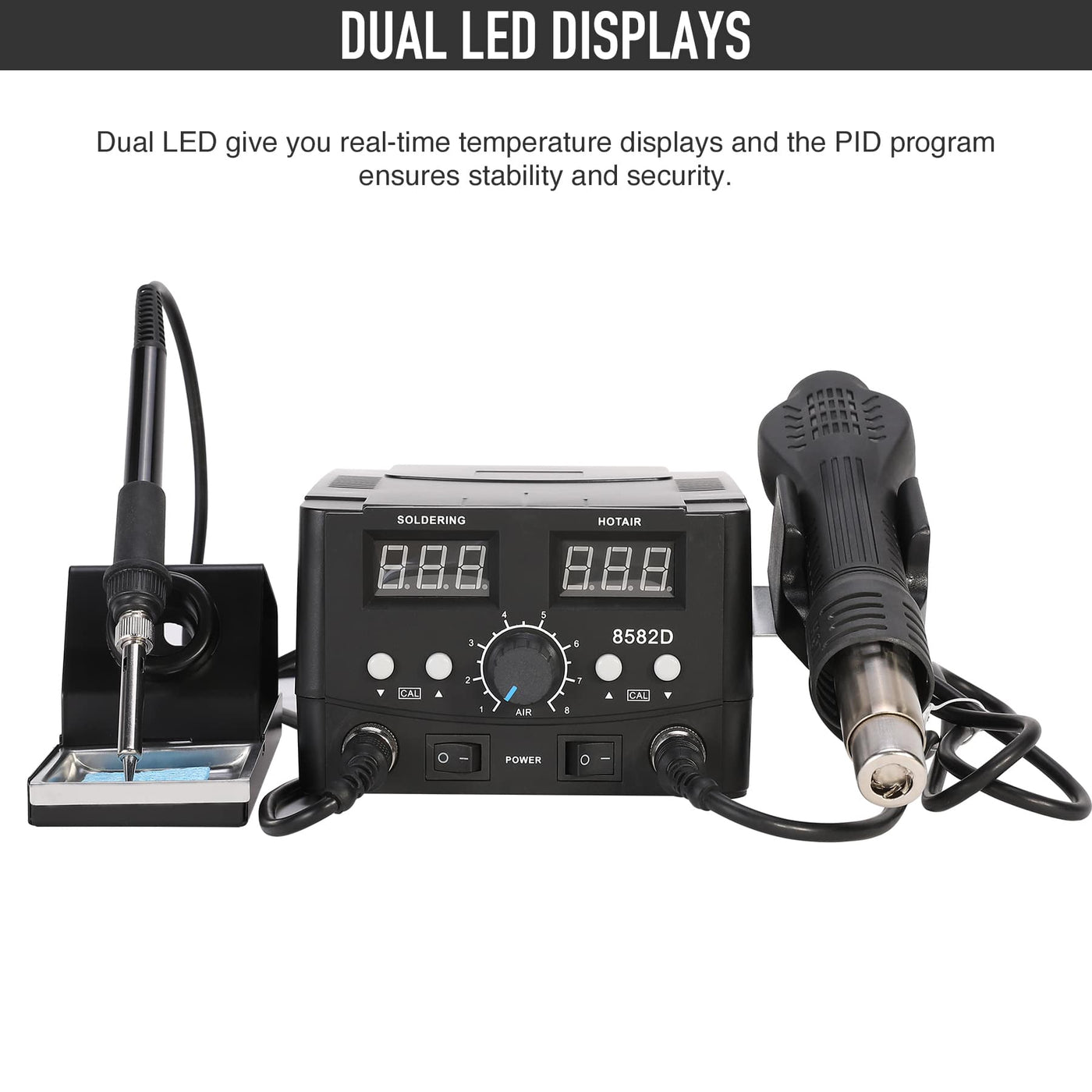 High Capacity Low Noise Soldering Station: 2-in-1 SMD Rework with Digi ...
