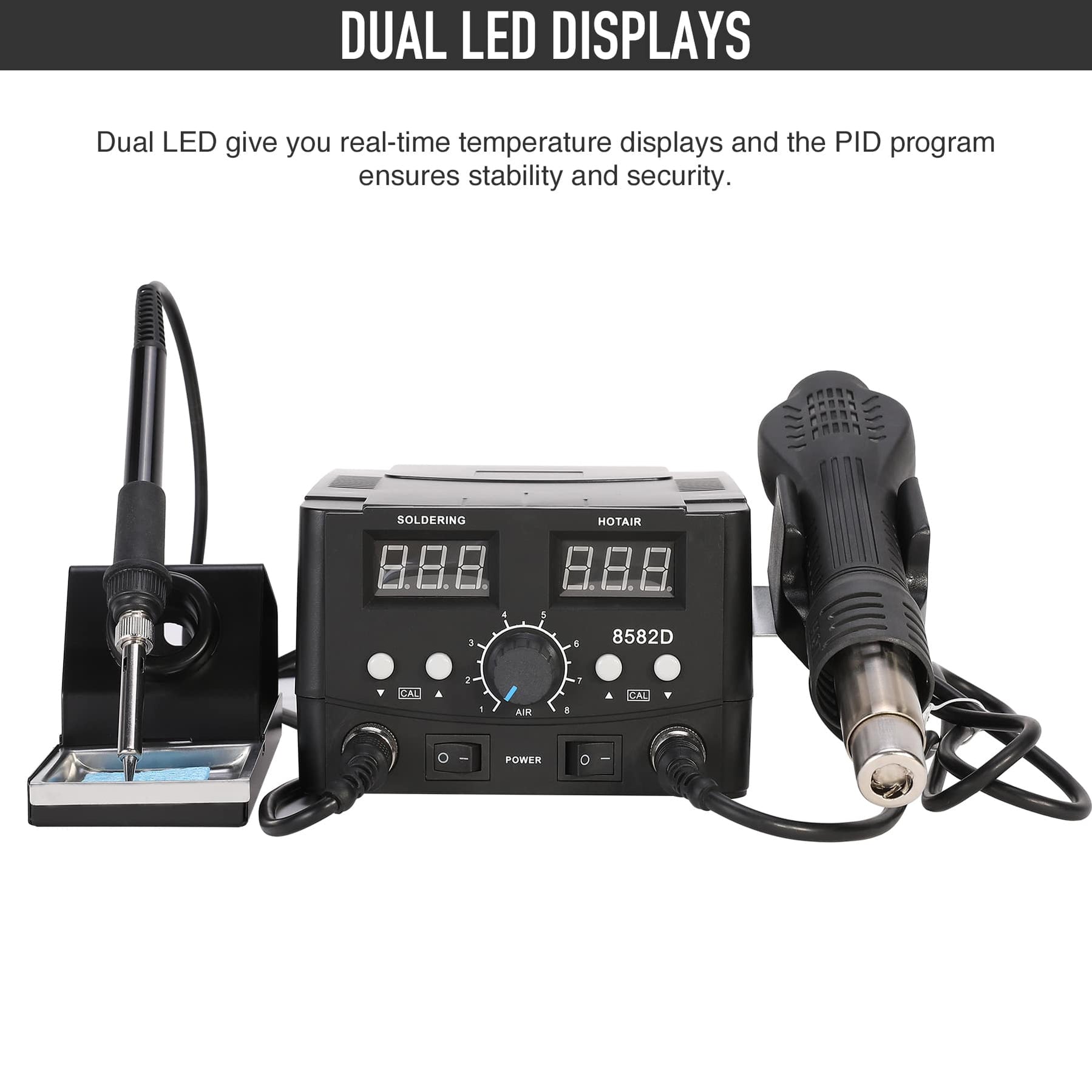 High Capacity Low Noise Soldering Station: 2-in-1 SMD Rework with Digi ...